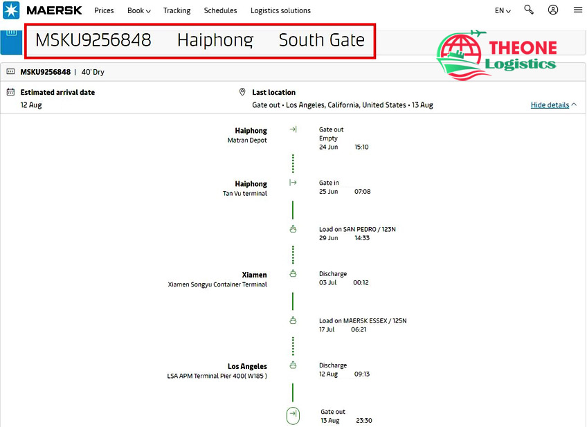 TRACKING CONTAINER - TRACK TRACE BILL OF LADING